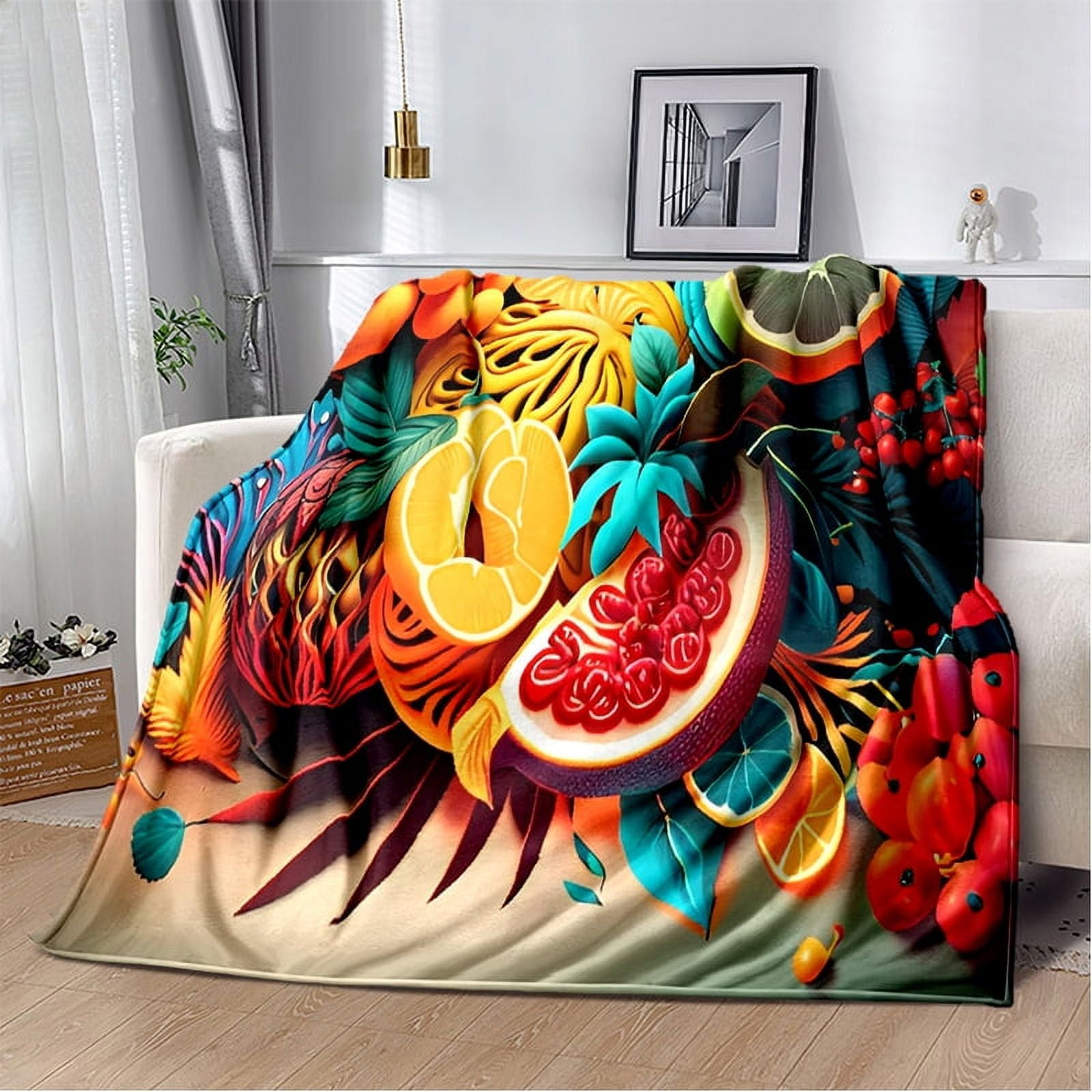 3D Printing Cute Fruit Cartoon Blanket Soft Throw Blanket for Home ...