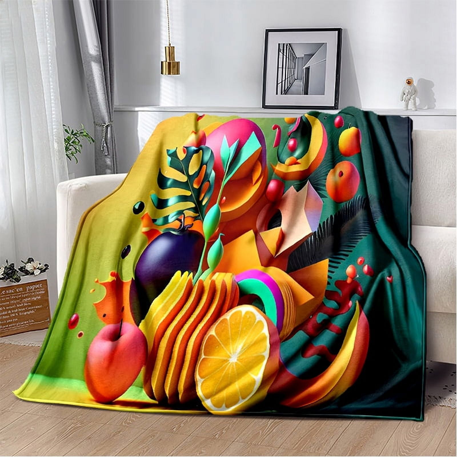 3D Printing Cute Fruit Cartoon Blanket Soft Throw Blanket for Home ...