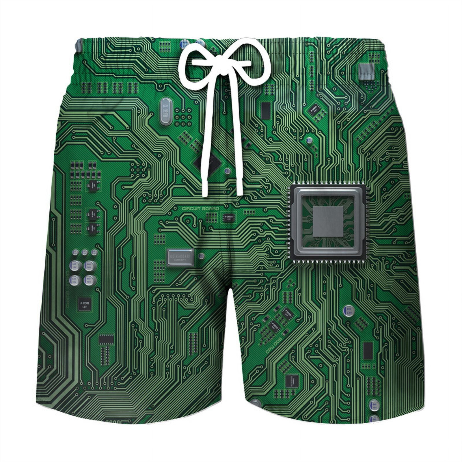 3D Printing Electronic Chip Short Pants Men Summer Beach Shorts Cool ...