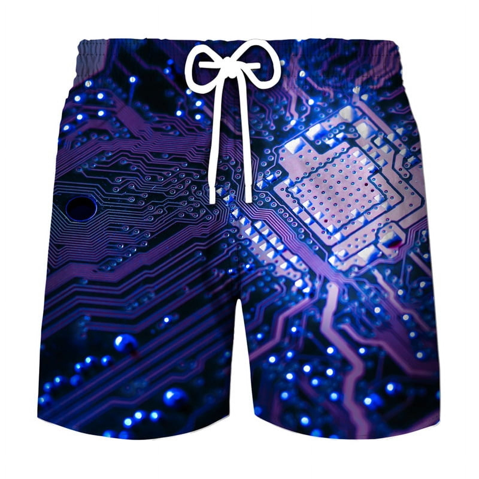3D Printing Electronic Chip Short Pants Men Summer Beach Shorts Cool ...