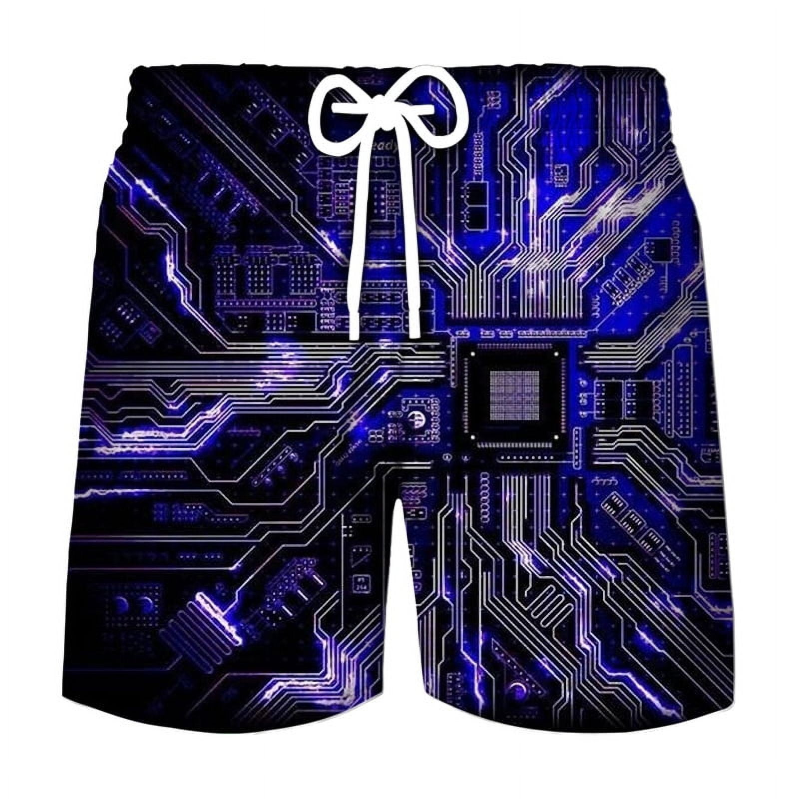 3D Printing Electronic Chip Short Pants Men Summer Beach Shorts Cool ...