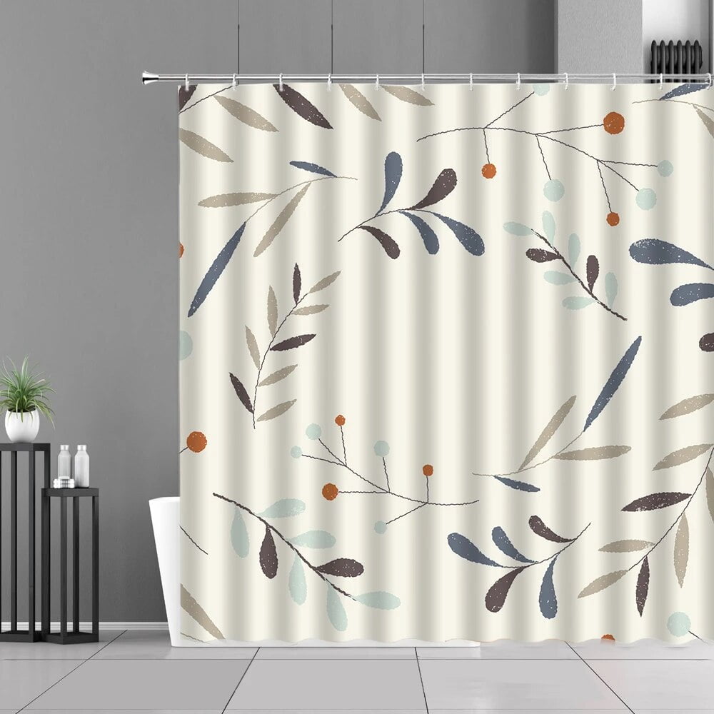 3D Printing Modern Simplicity Hand Painted Plant Leaves Shower Curtain ...