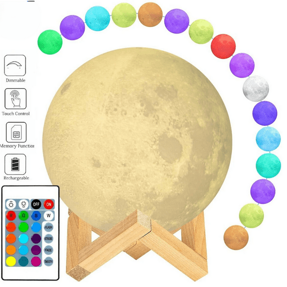 3D Printing Moon Galaxy Lamp Moonlight USB LED Night Light Touch Color ...