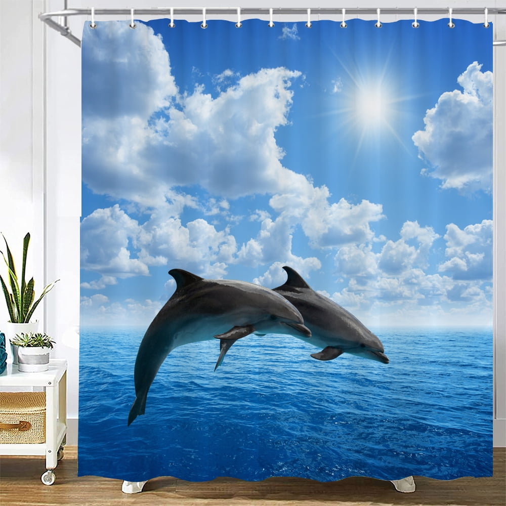 3D Printing Ocean Dolphin Bathroom Shower Curtain Sea Landscape Home ...