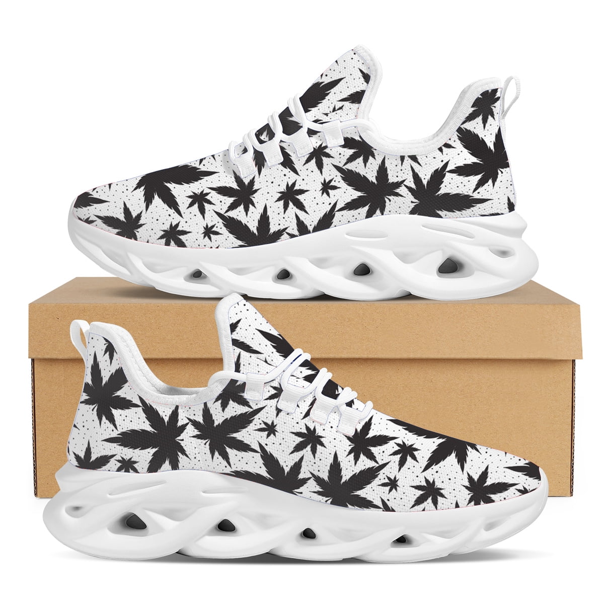 3D Printing Plant Leaf Ladies Vulcanized Shoes Outdoor Casual Jogging ...