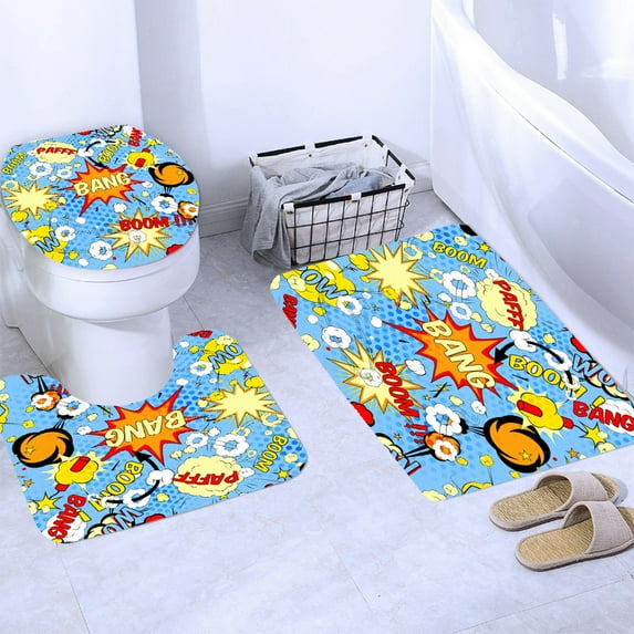 3D Printing Pop Art Bubble Cartoon Shower Curtain Set Character Floor ...