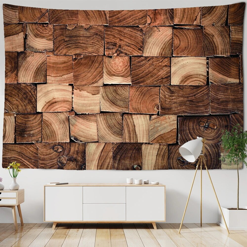 3D Printing Rural Retro St Wood Grain Pattern Tapestry Wall Hanging ...