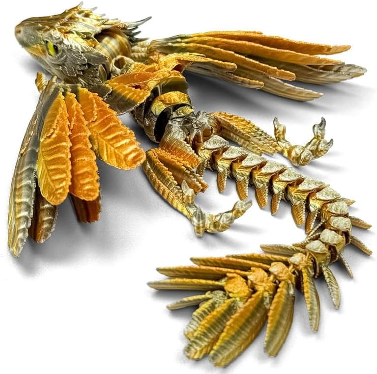 3D Printing Toys - 3D Printed Articulated Dragon With Wings Fidget Toy ...