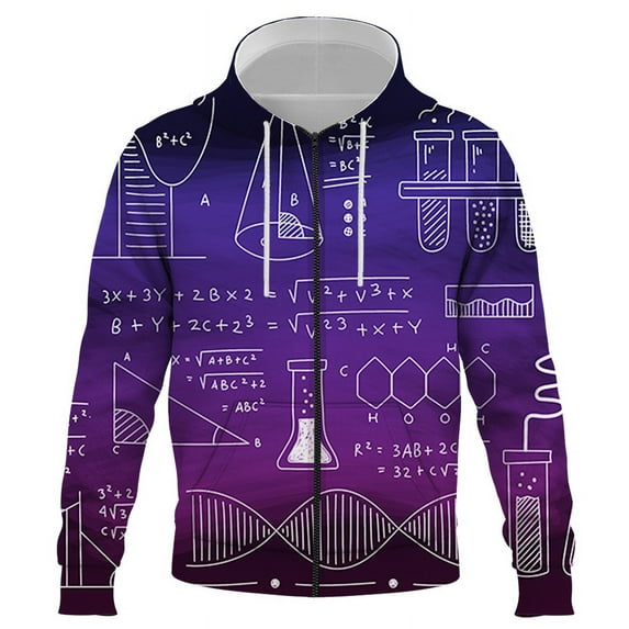 3D Printing mathematical formula zipper Hoodie Spring Autumn Casual ...