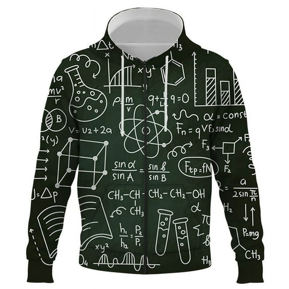 3D Printing mathematical formula zipper Hoodie Spring Autumn Casual ...