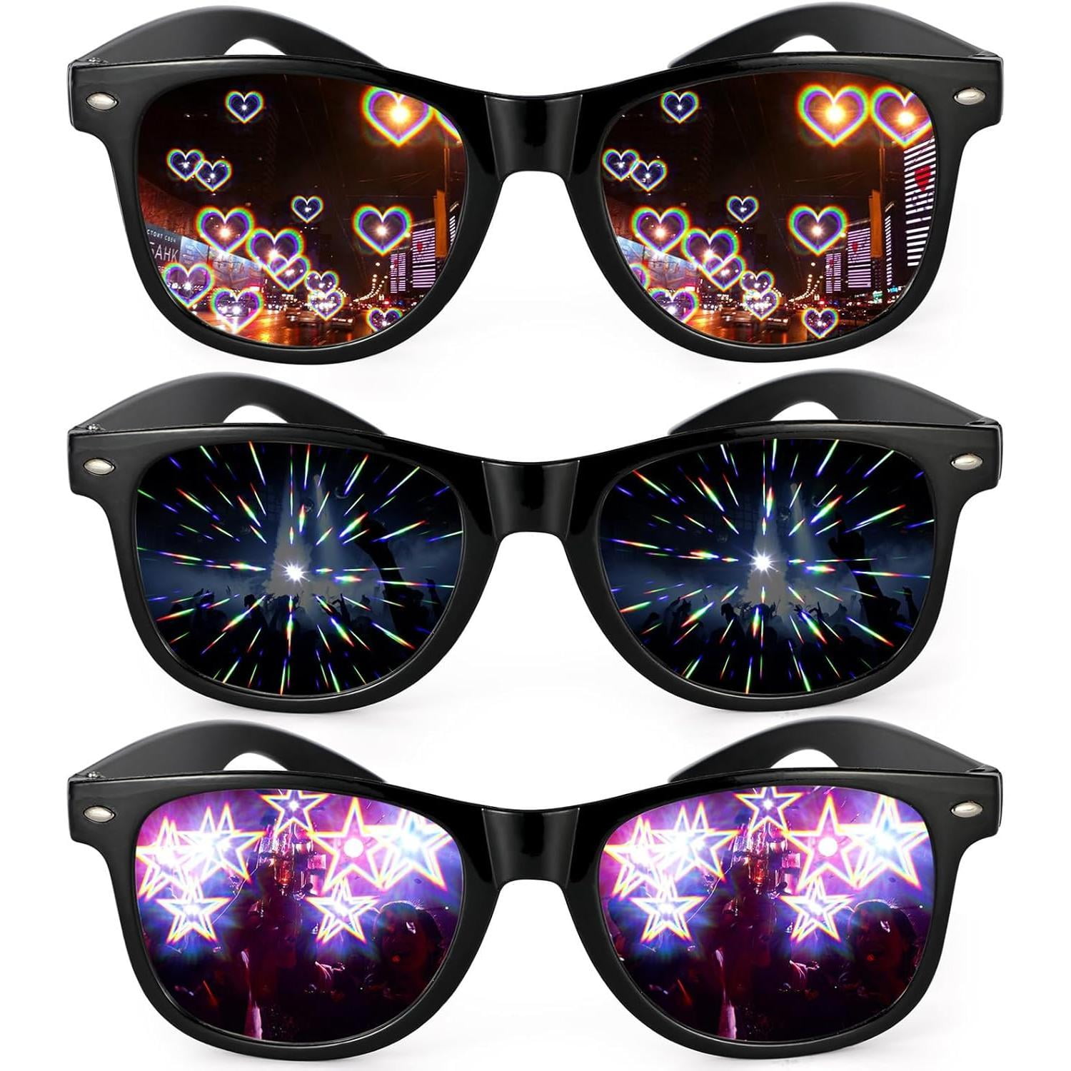 3D Prism Diffraction Glasses with Heart & Star Rainbow Effects Party 3D Sunglasses - Walmart.com