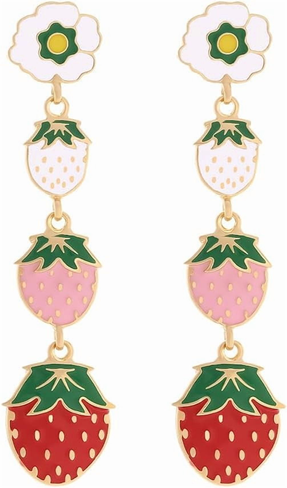3D Pro Strawberry Stud Earrings for Women Cute Lemon Stud Earrings Red ...