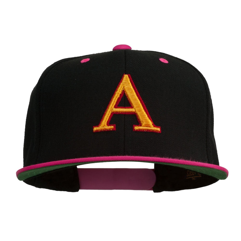 3D Puff Letter A Embroidered Snapback Cap - Black Pink OSFM - Walmart.com