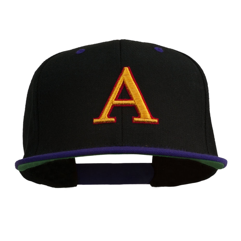 3D Puff Letter A Embroidered Snapback Cap - Black Purple OSFM - Walmart.com