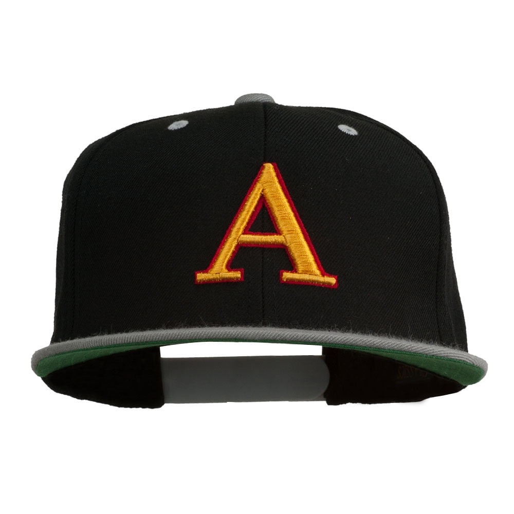 3D Puff Letter A Embroidered Snapback Cap - Black Silver OSFM - Walmart.com