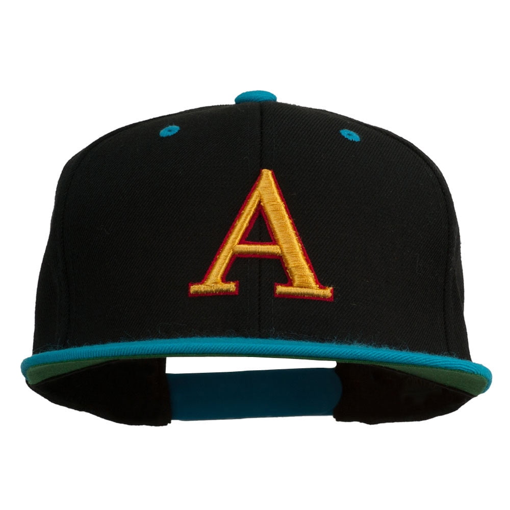 3D Puff Letter A Embroidered Snapback Cap - Black Teal OSFM - Walmart.com