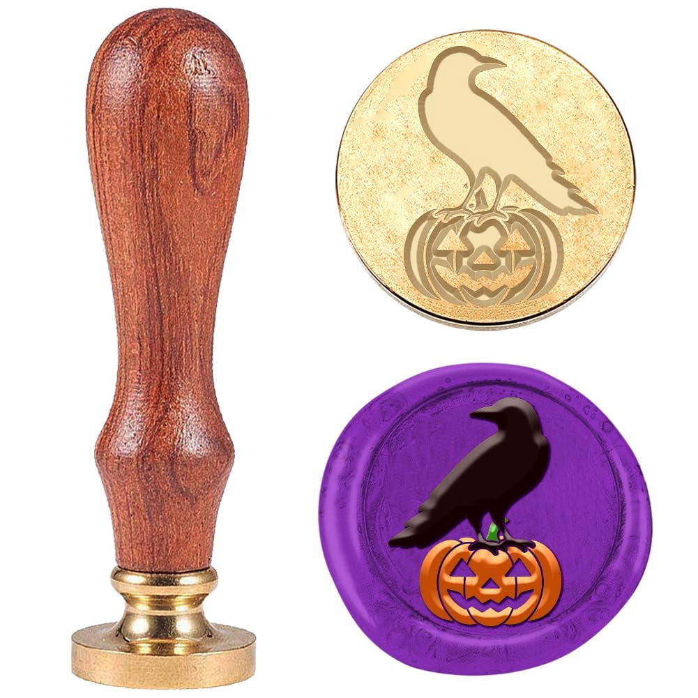 3D Pumpkin Crow Wax Sealing Stamp Vintage Compass Brass Wax Stamp Kit ...