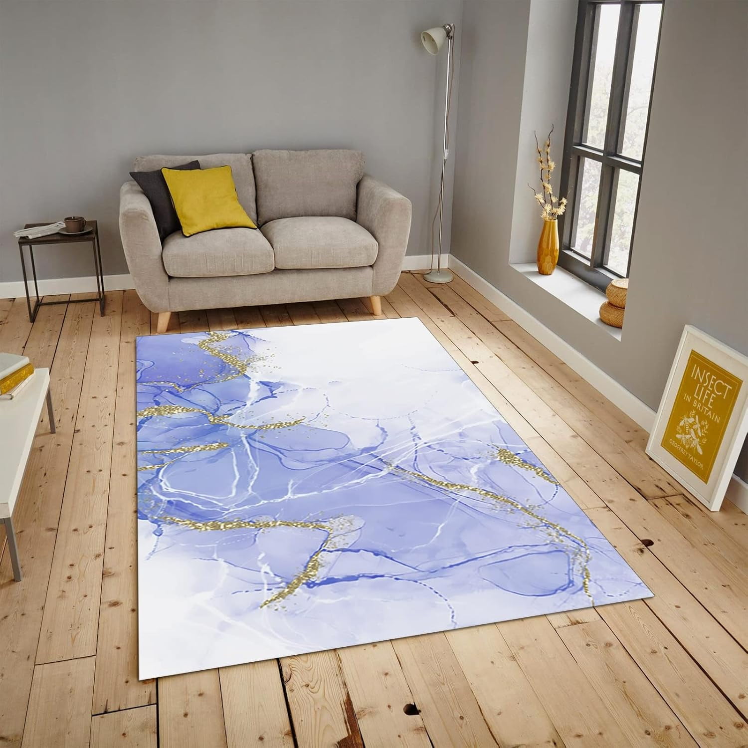 3D Purple And White Simple Carpet, Marble Area Rugs, Porch Mat High ...