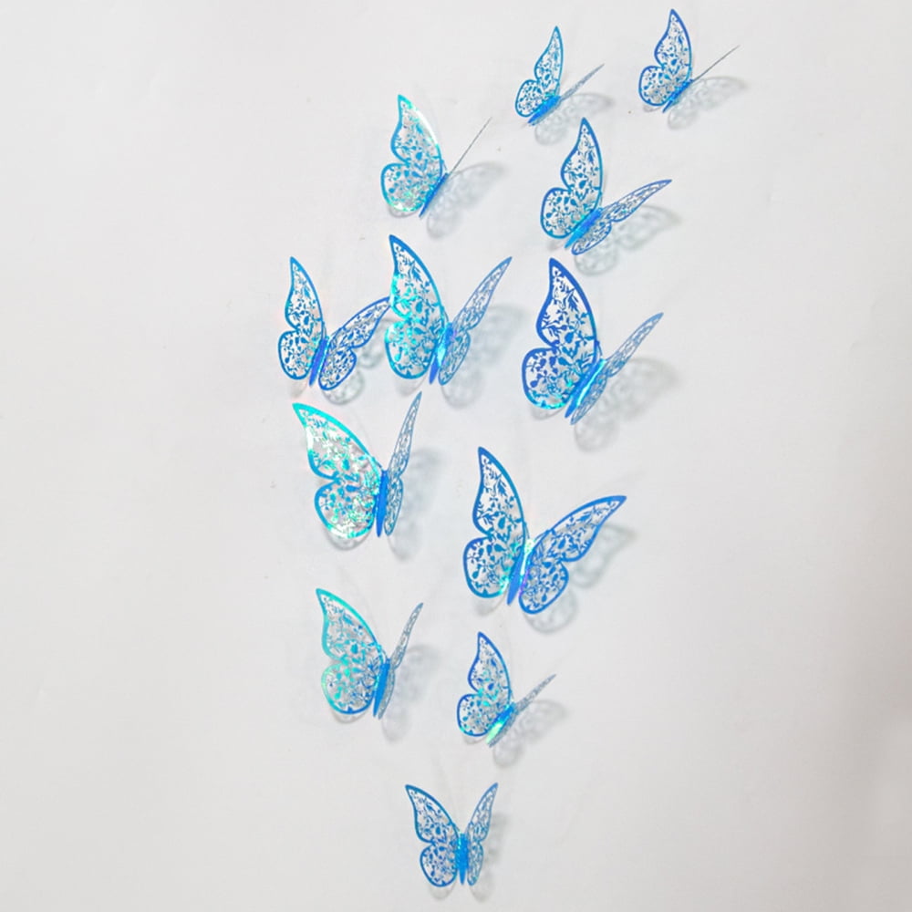 3D Purple Blue Butterflies Wall Stickers Spring Wall Decals Party ...