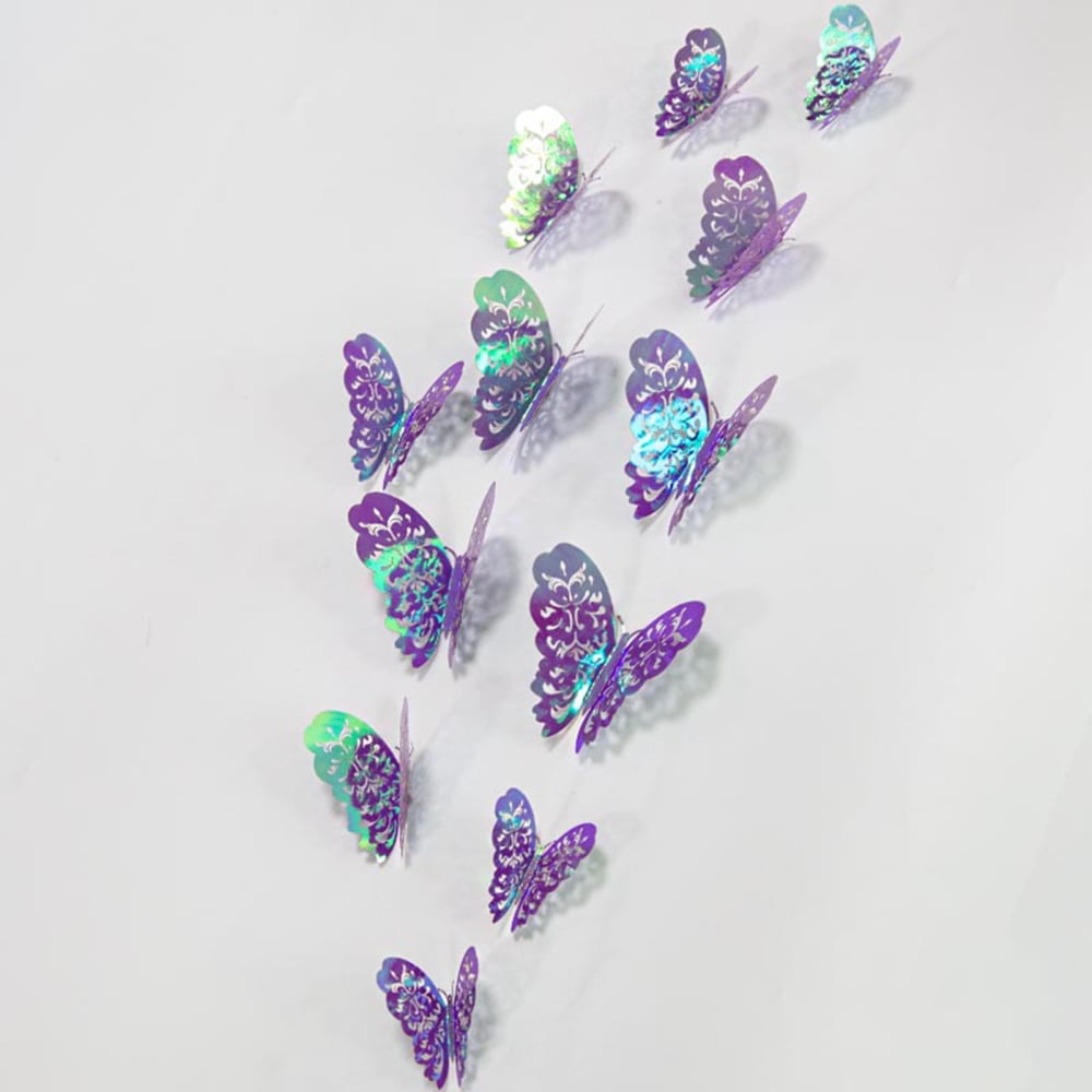 3D Purple Blue Butterflies Wall Stickers Spring Wall Decals Party ...