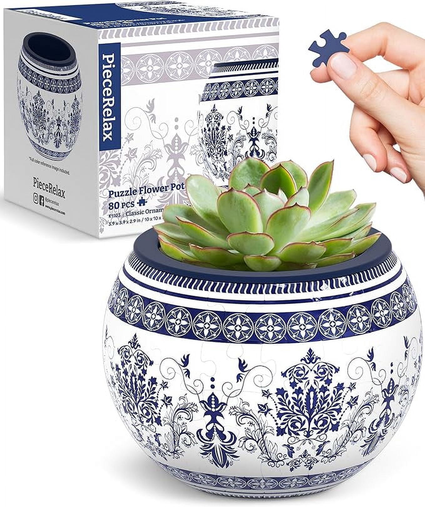 3D Puzzle Planter - Classic Ornamental Style - Small Round Plant Pots ...