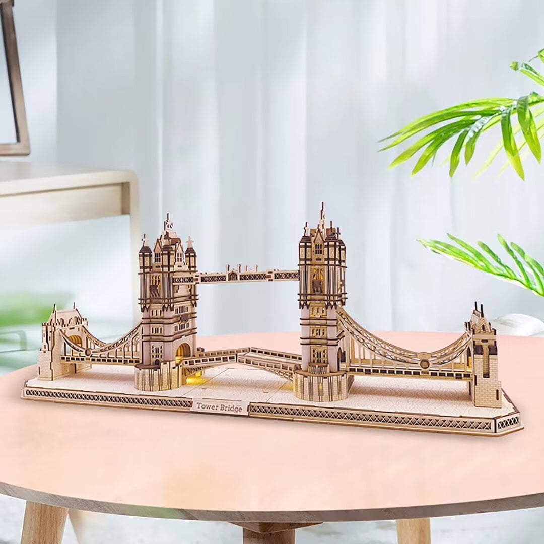 3D Puzzle, Tower Bridge London Bridge with Lights, Creative 3D Wooden ...