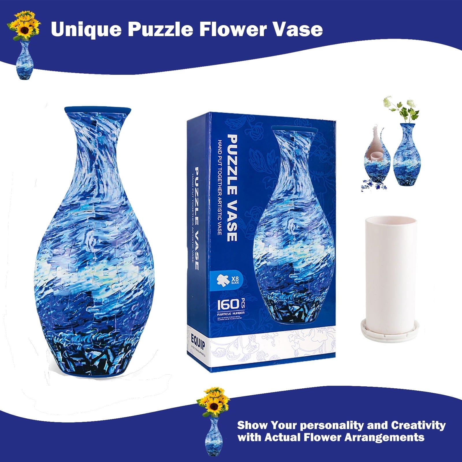 Puzzle Vase, 3D Puzzles Vase for Adults, 160 PCS 3D Puzzle Vase for ...