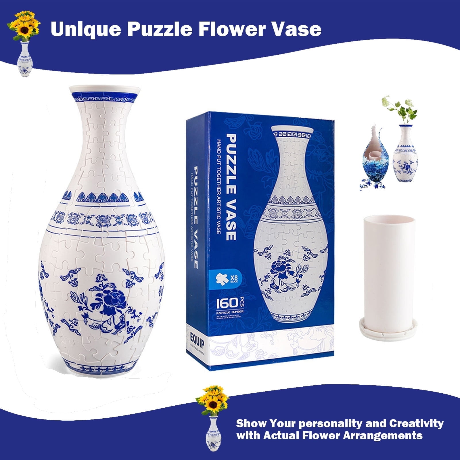 3D Puzzles Vase for Adults, 3D Puzzle Vase, 160 PCS 3D Puzzle Vase for ...