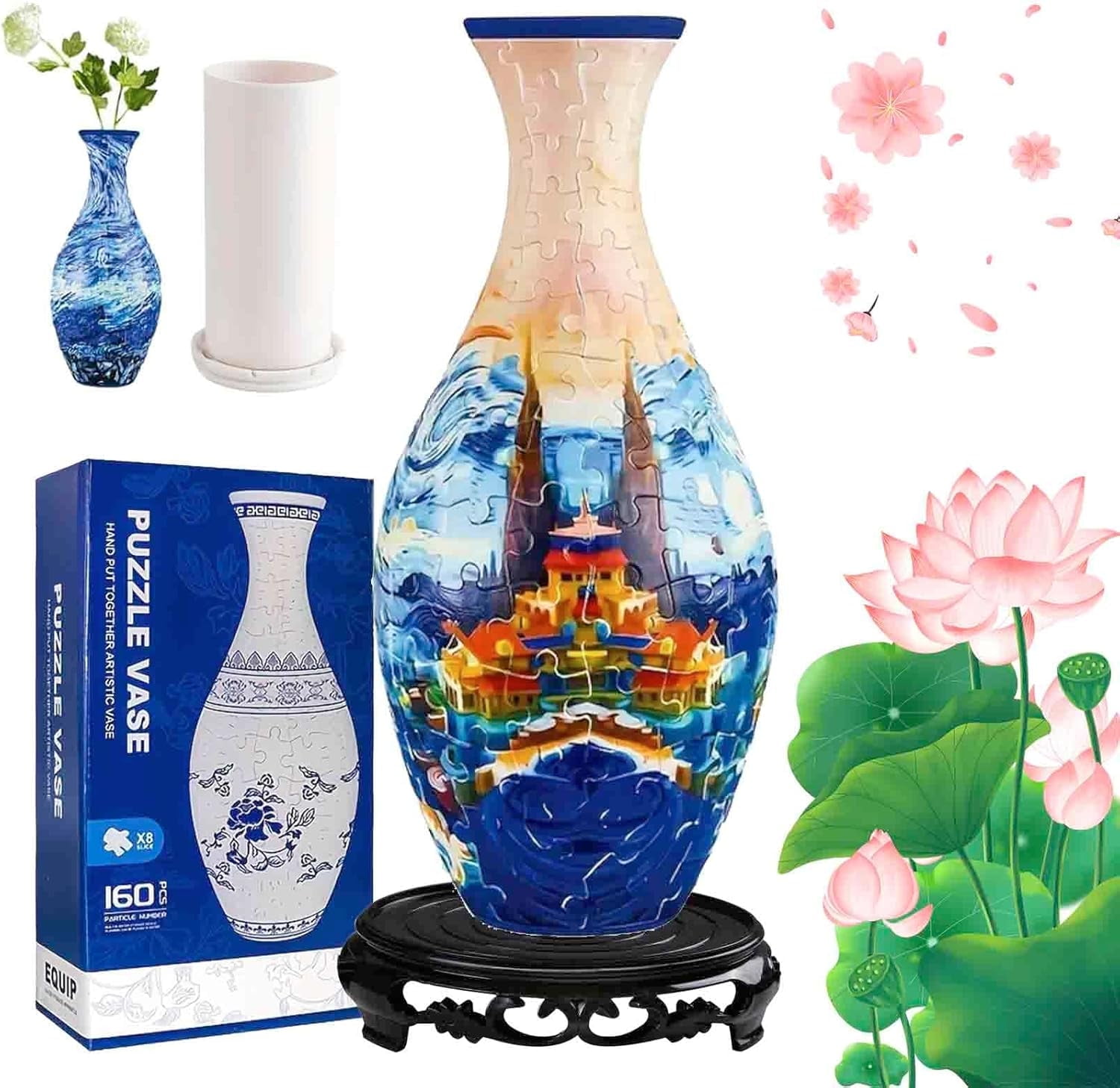 3D Puzzles Vase for Adults, 160 Pieces Puzzle Flower Vase DIY Unique ...