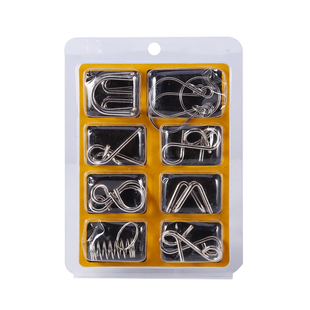 3D Puzzles for Adults,Brain Teaser Puzzles,8Pcs/Set Metal Wire IQ Test ...