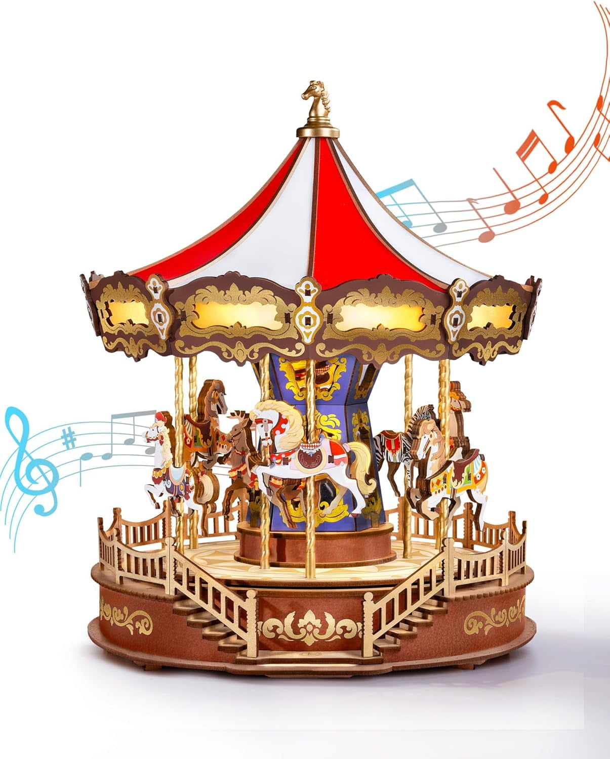3D Puzzles for Adults,Wooden Carousel Music Box for Adults,DIY ...
