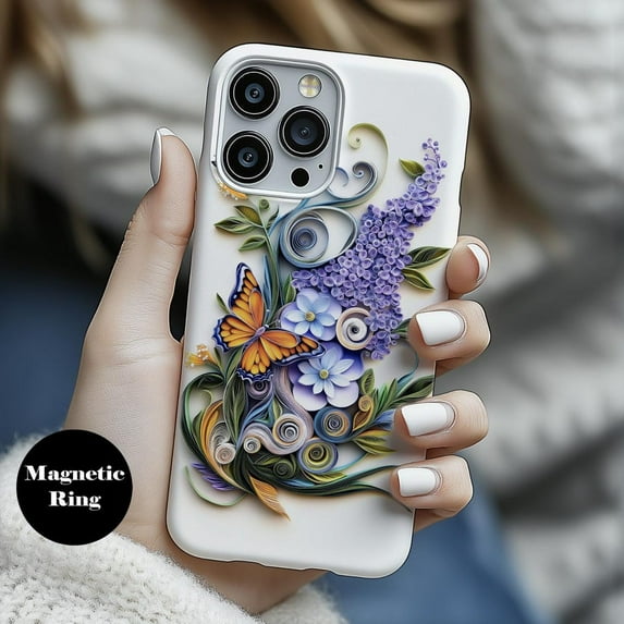 3D Quilled Paper Art Style Butterfly and Lilac Floral Case 11 12 13 14 ...