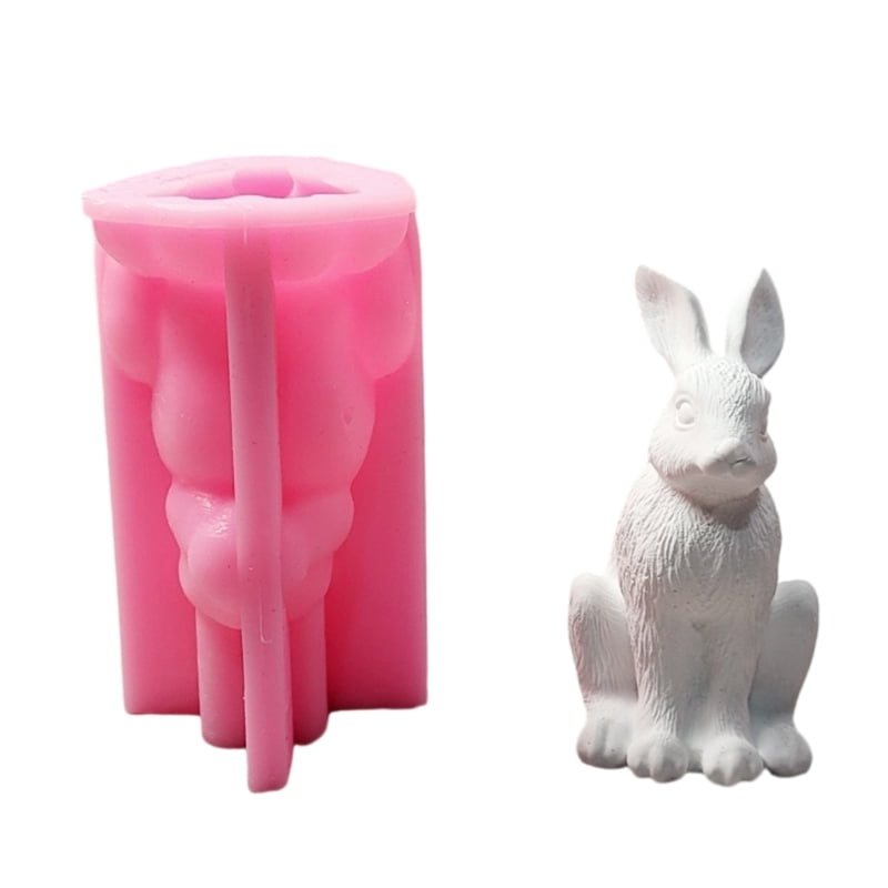 3D Rabbits Animal Figurine Silicone Candle Molds for Candle Soap Making ...