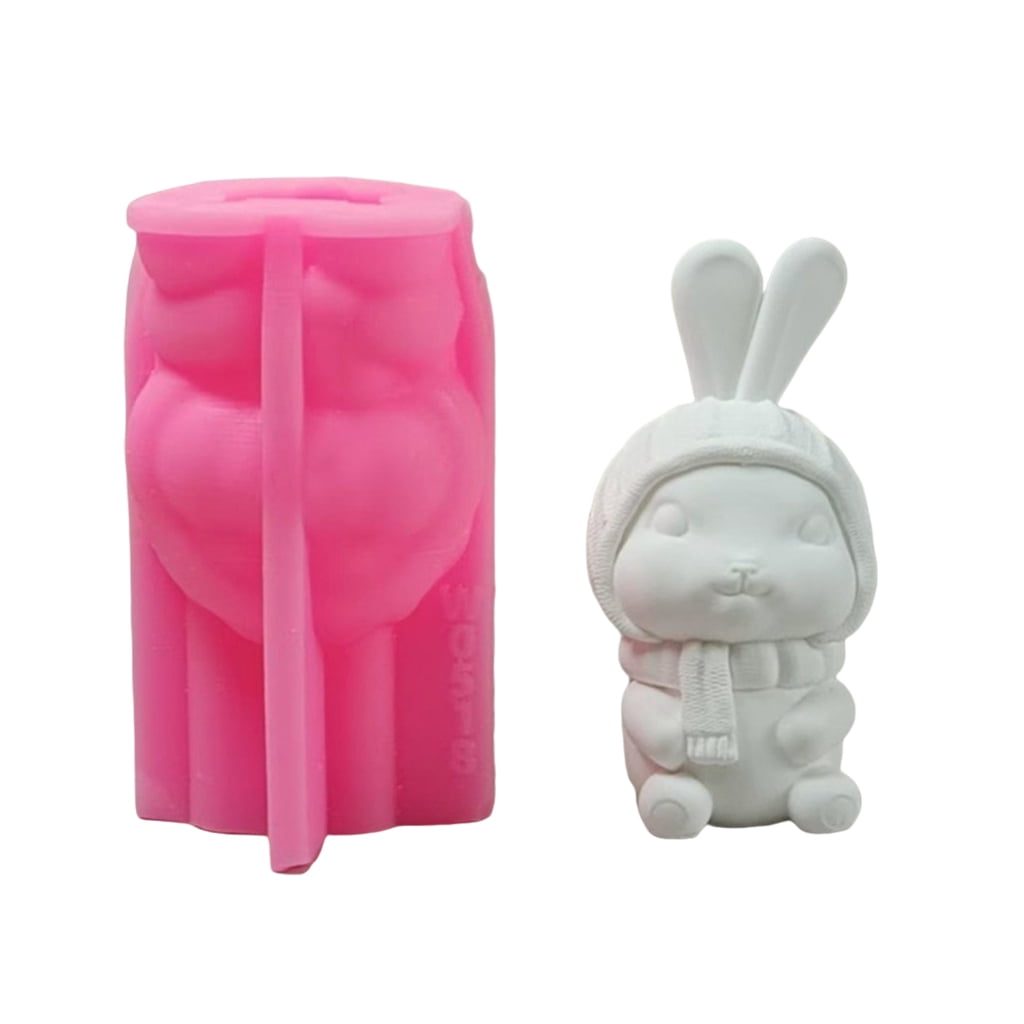 3D Rabbits Animal Silicone Candle Molds for Candle Making Epoxy Resin ...