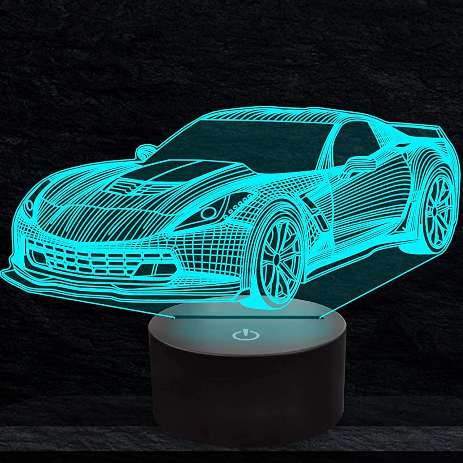 3D Racing Car Night Light Table Desk Optical Illusion Lamps 7 Color ...