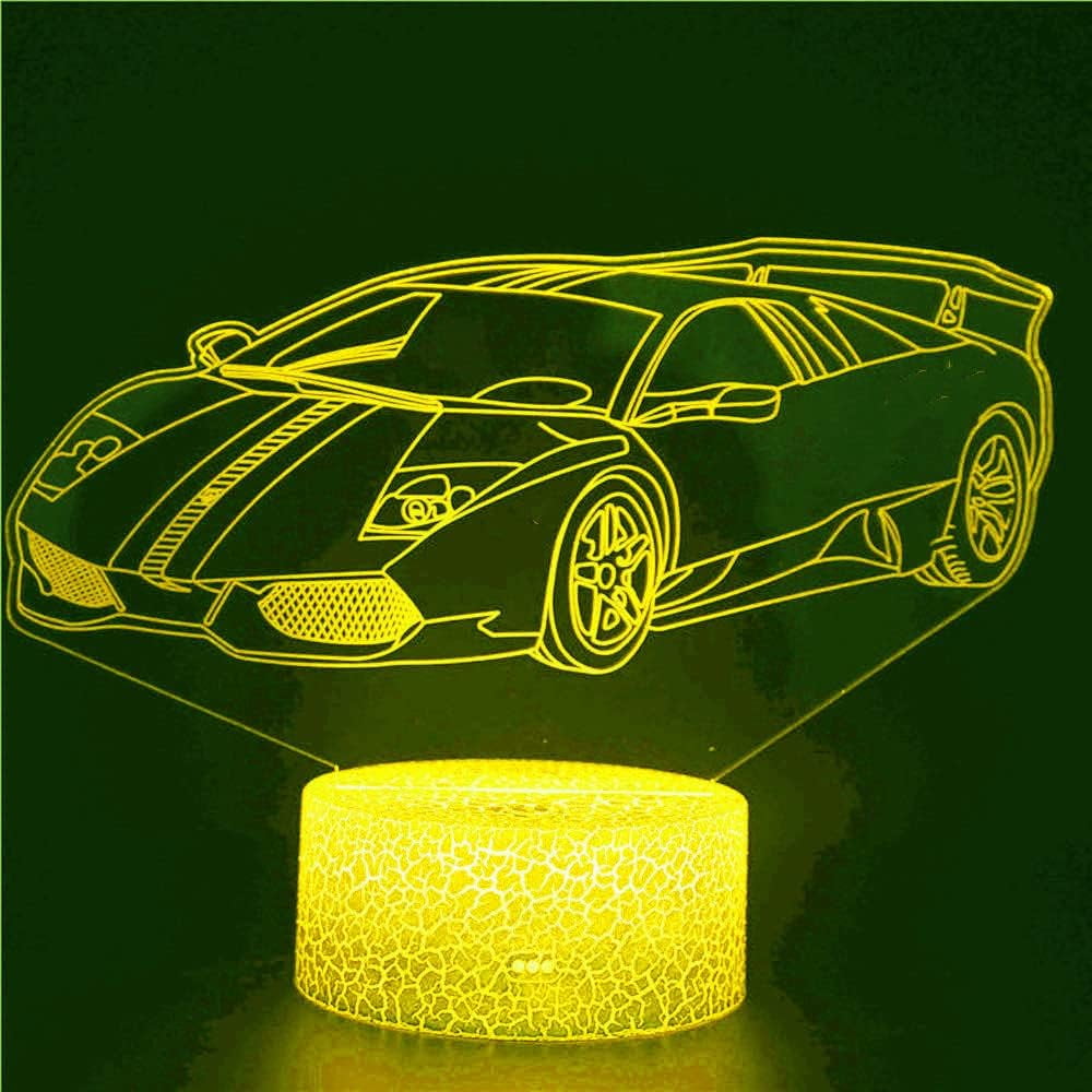 3D Racing car Night Light Table Desk Optical Illusion Lamps 7 Color ...