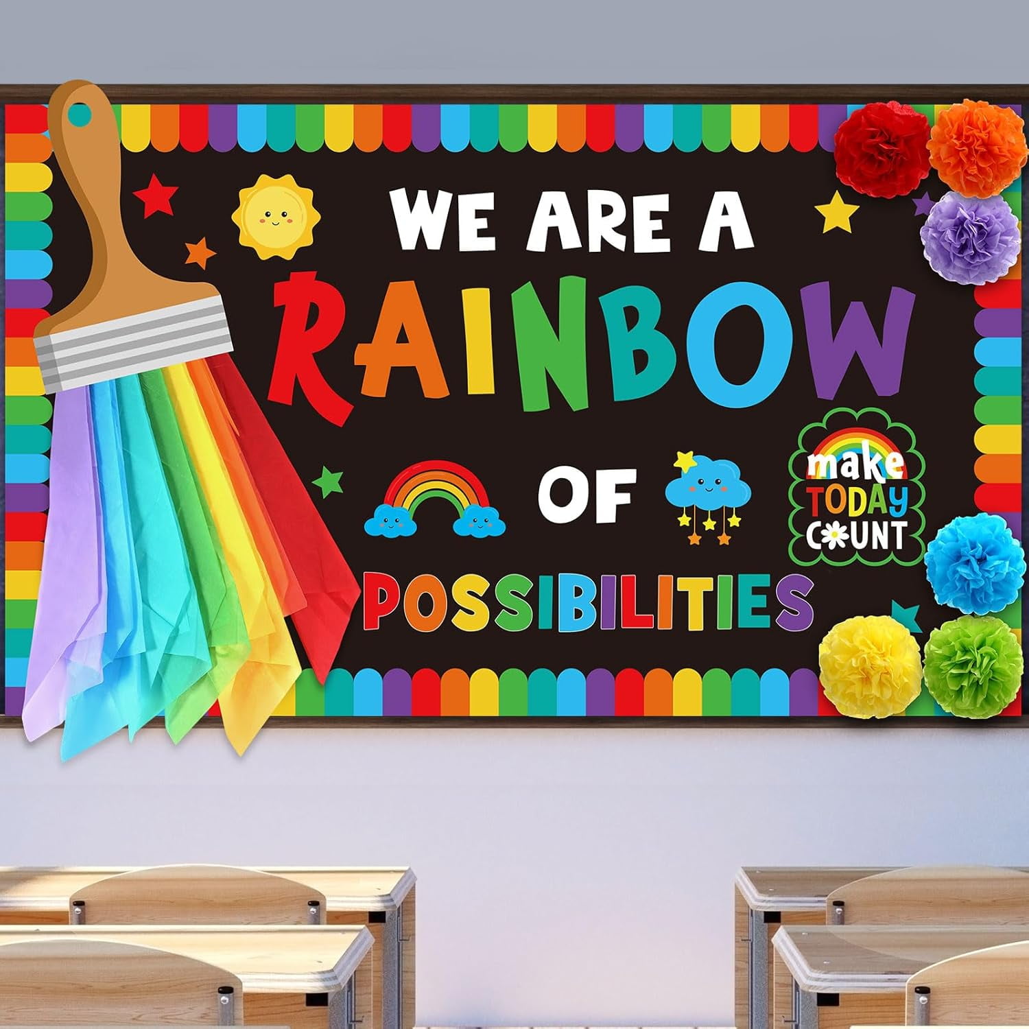 3D We Are a Rainbow of Possibilities Bulletin Board Decorations Set ...