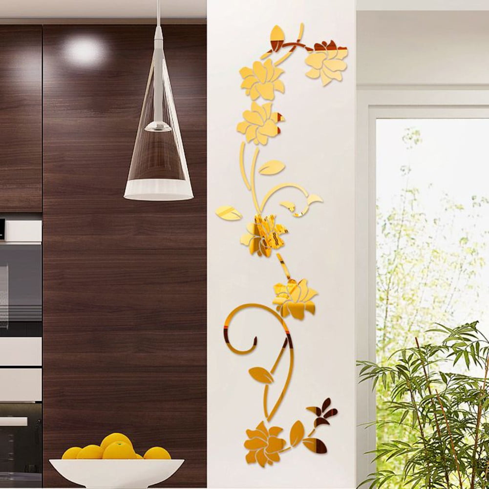3D Rattan Flower Stickers for Wall Door Living Room Bedroom Decal Diy ...