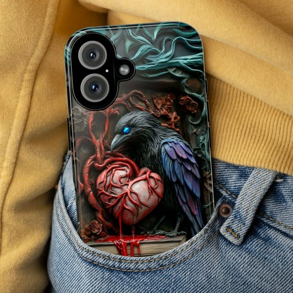 3D Raven Books Heart Dark Academia Gothic Phone Case with iPhone 17 to ...