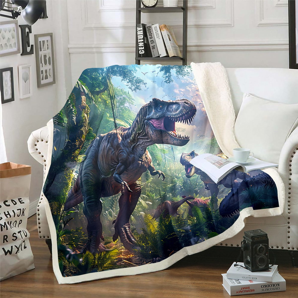 3D Realistic Dinosaur Throw Blanket,Tropical Jungle Wild Animals Fleece ...
