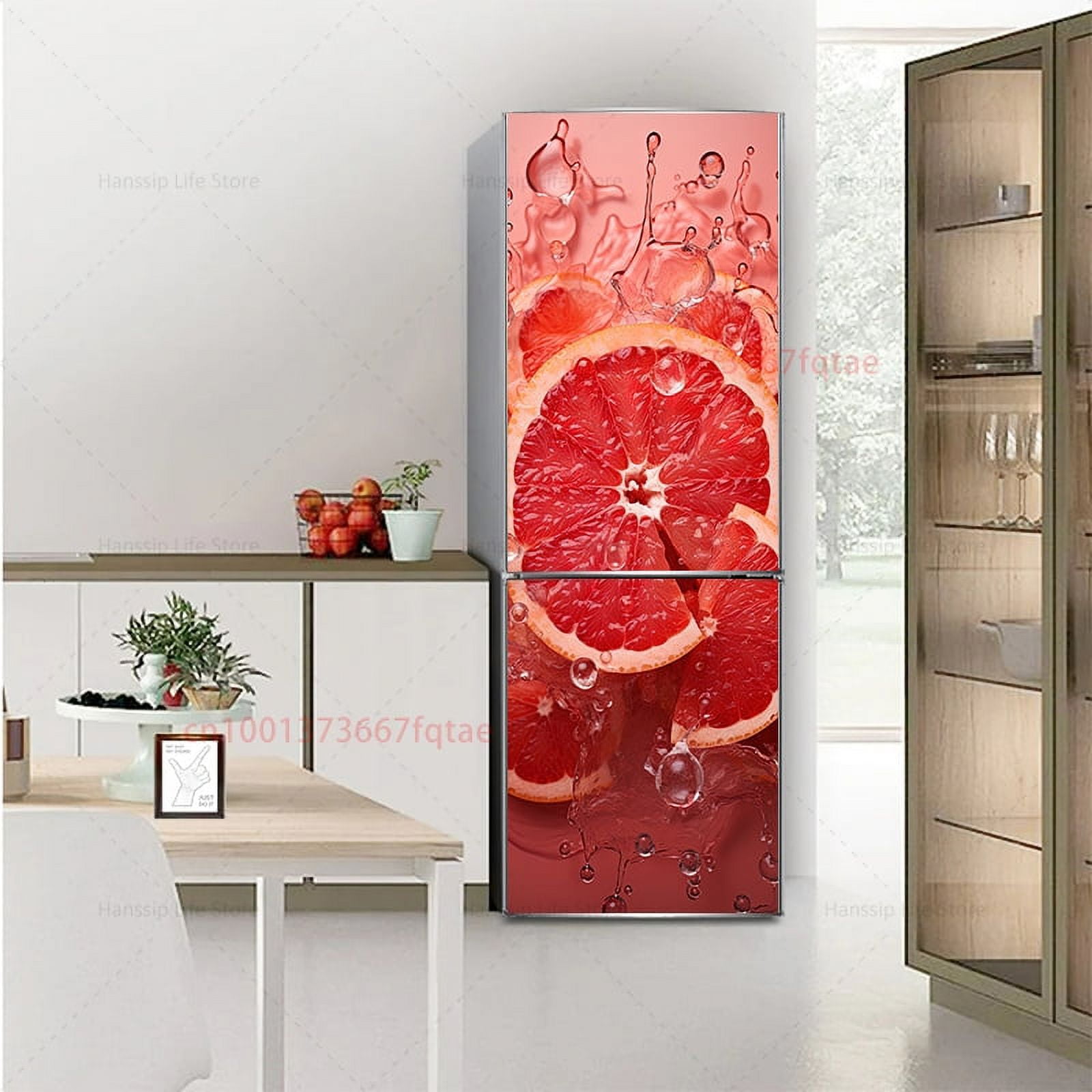 3D Realistic Fruit Printed Refrigerator Door Wrap Mural Decals Peel and ...