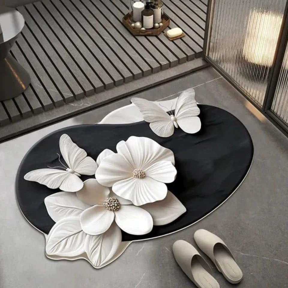 3D Realistic Pattern Non-Slip Absorbent Mat,Safe,Slip-Resistant,Quick ...