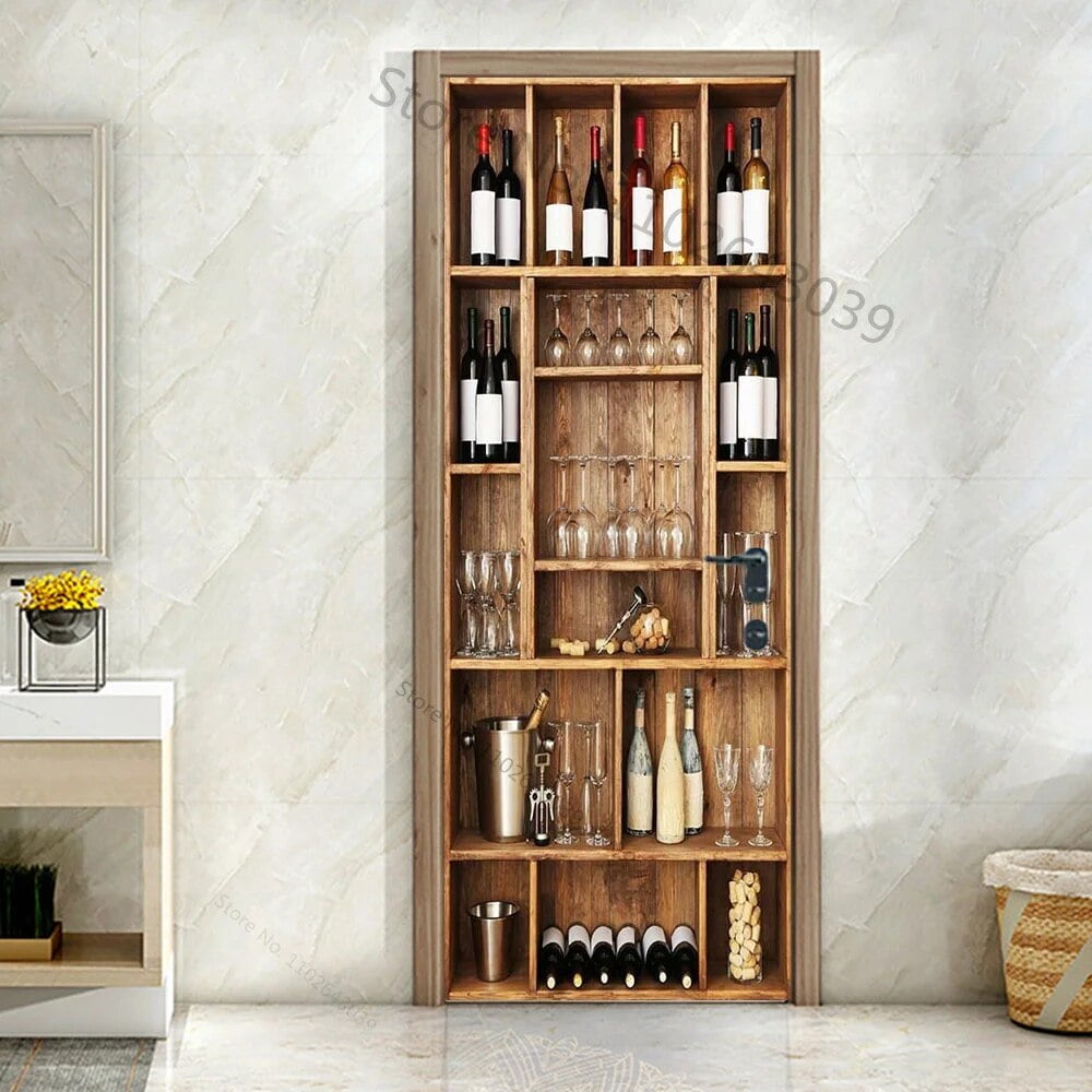 3D Realistic Printed Wooden Pattern Home Decoration Removable Door ...