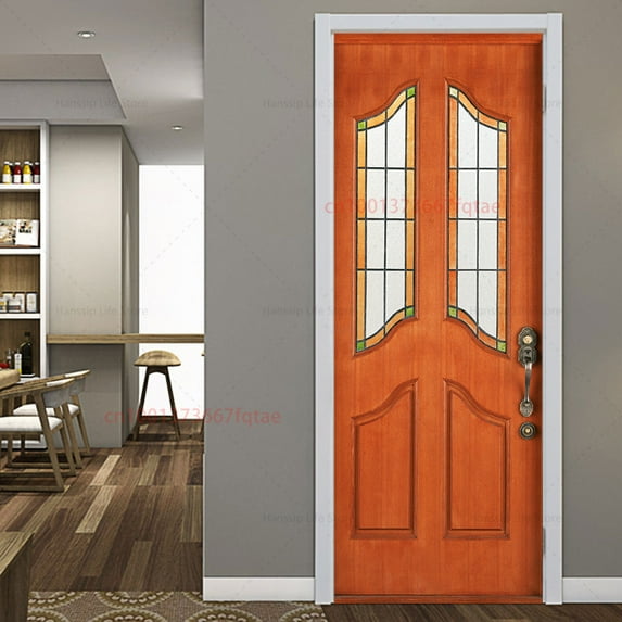 3D Realistic Retro Wood Design Door Sticker Wallpaper Oriential Chinese ...