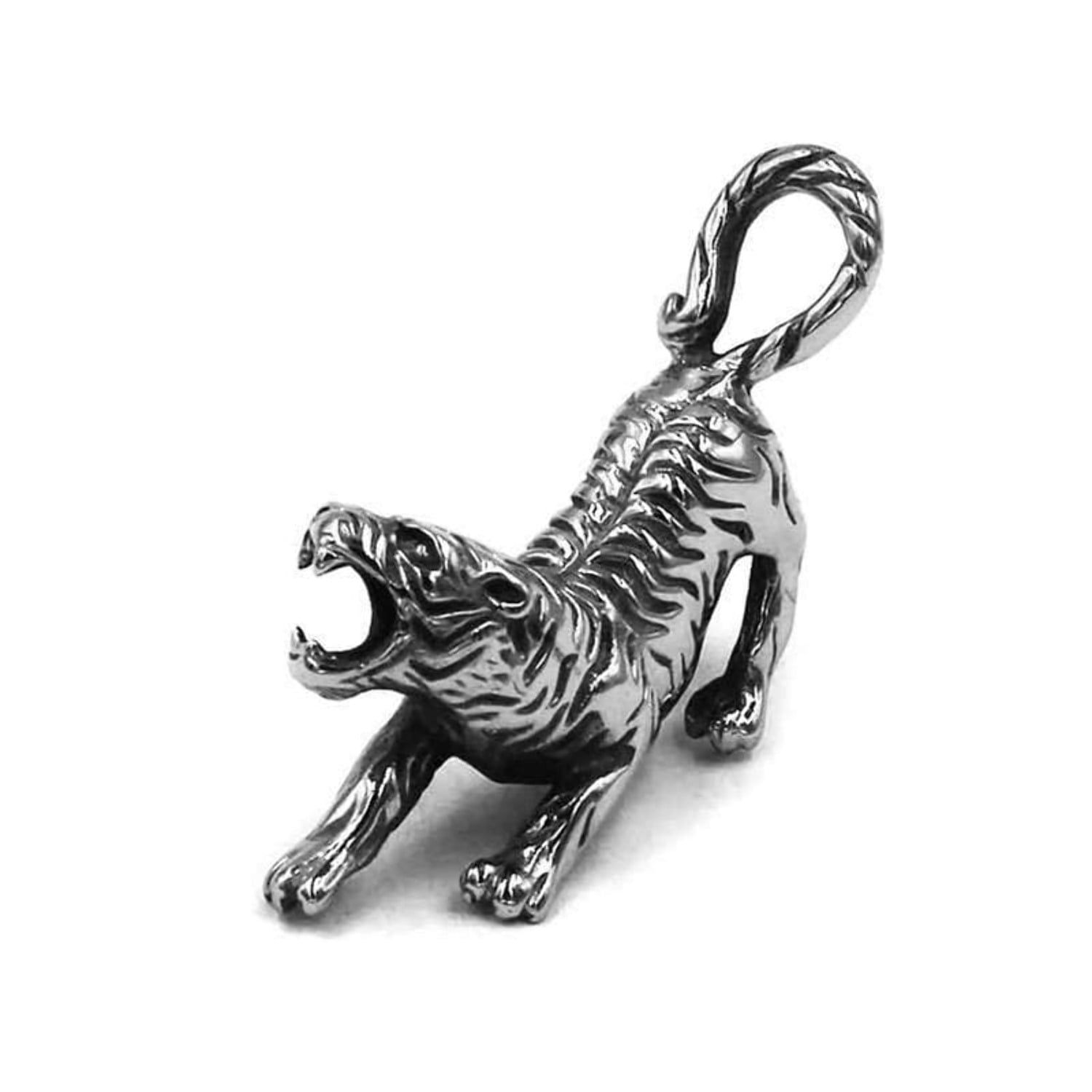 3D Realistic Tiger Necklace Mens Womens Stainless Steel Cat Panthera ...