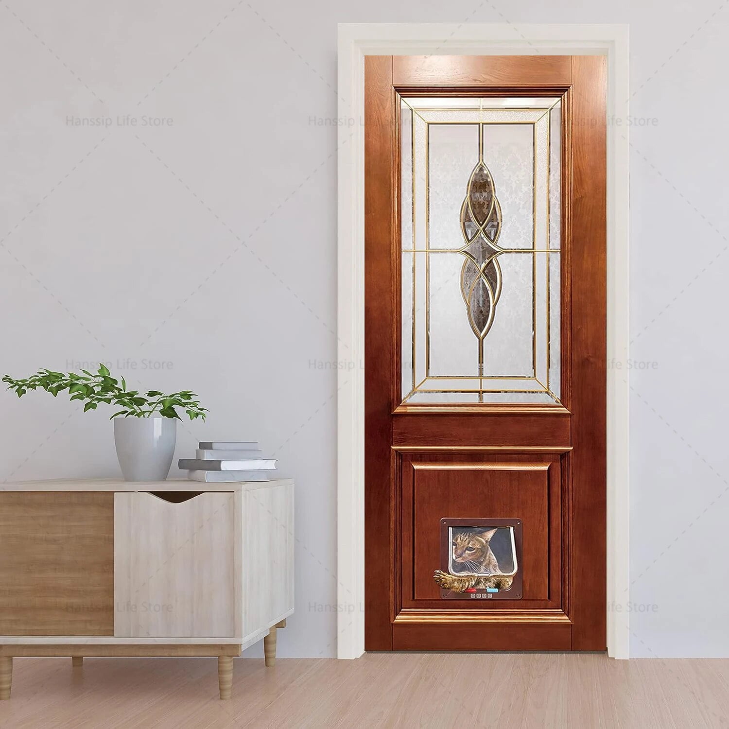 3D Realistic Wooden Carved Printed Door Stickers Self-Adhesive Home ...