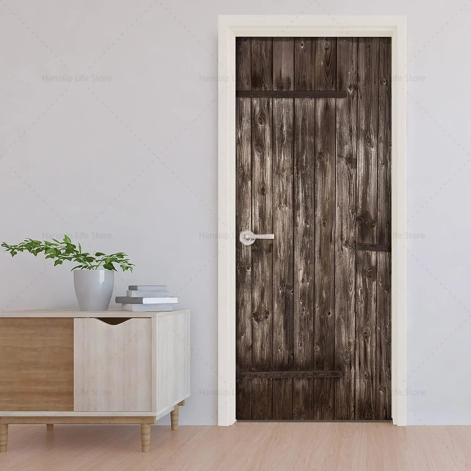 3D Realistic Wooden Carved Printed Door Stickers Self-Adhesive Home ...