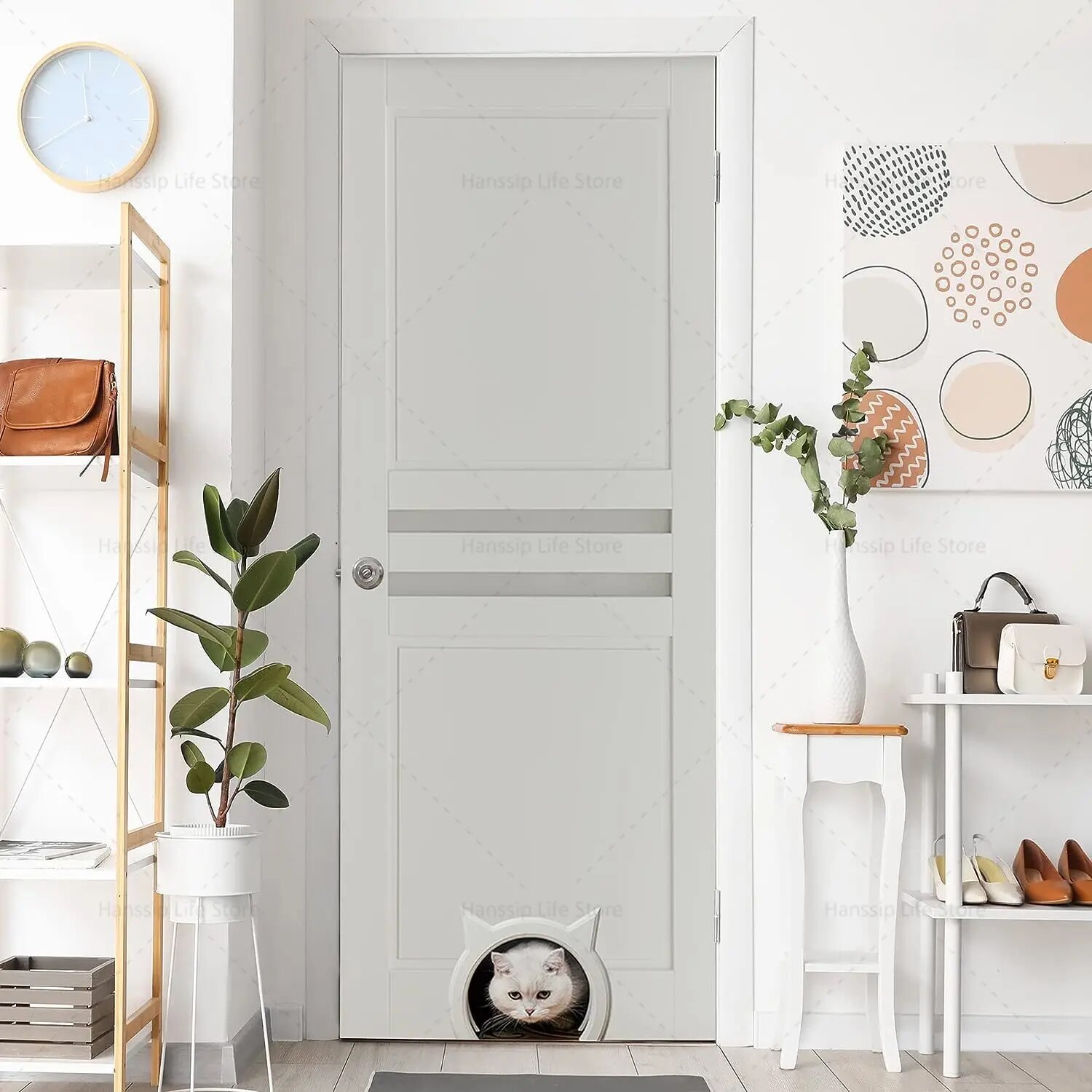 3D Realistic Wooden Carved Printed Door Stickers Self-Adhesive Home ...