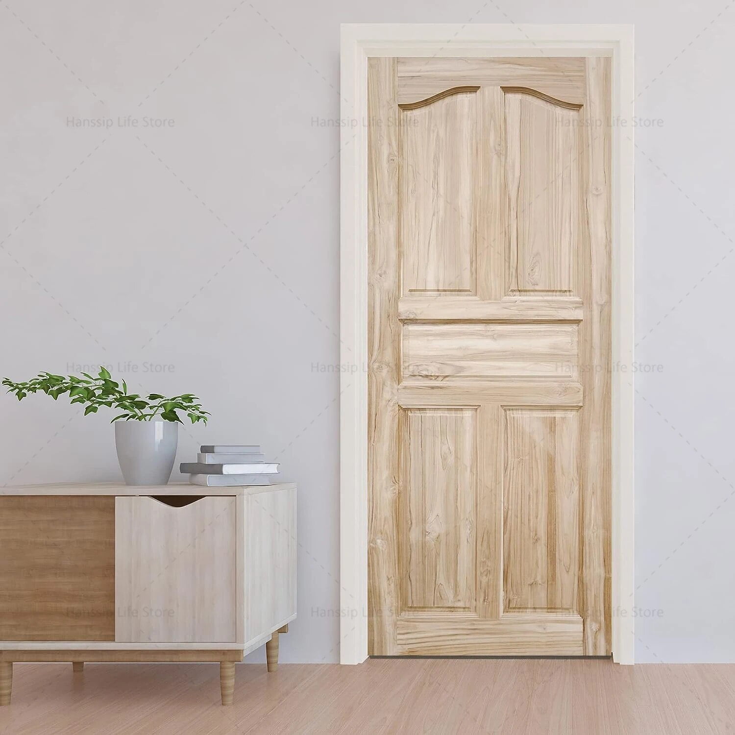 3D Realistic Wooden Carved Printed Door Stickers Self-Adhesive Home ...