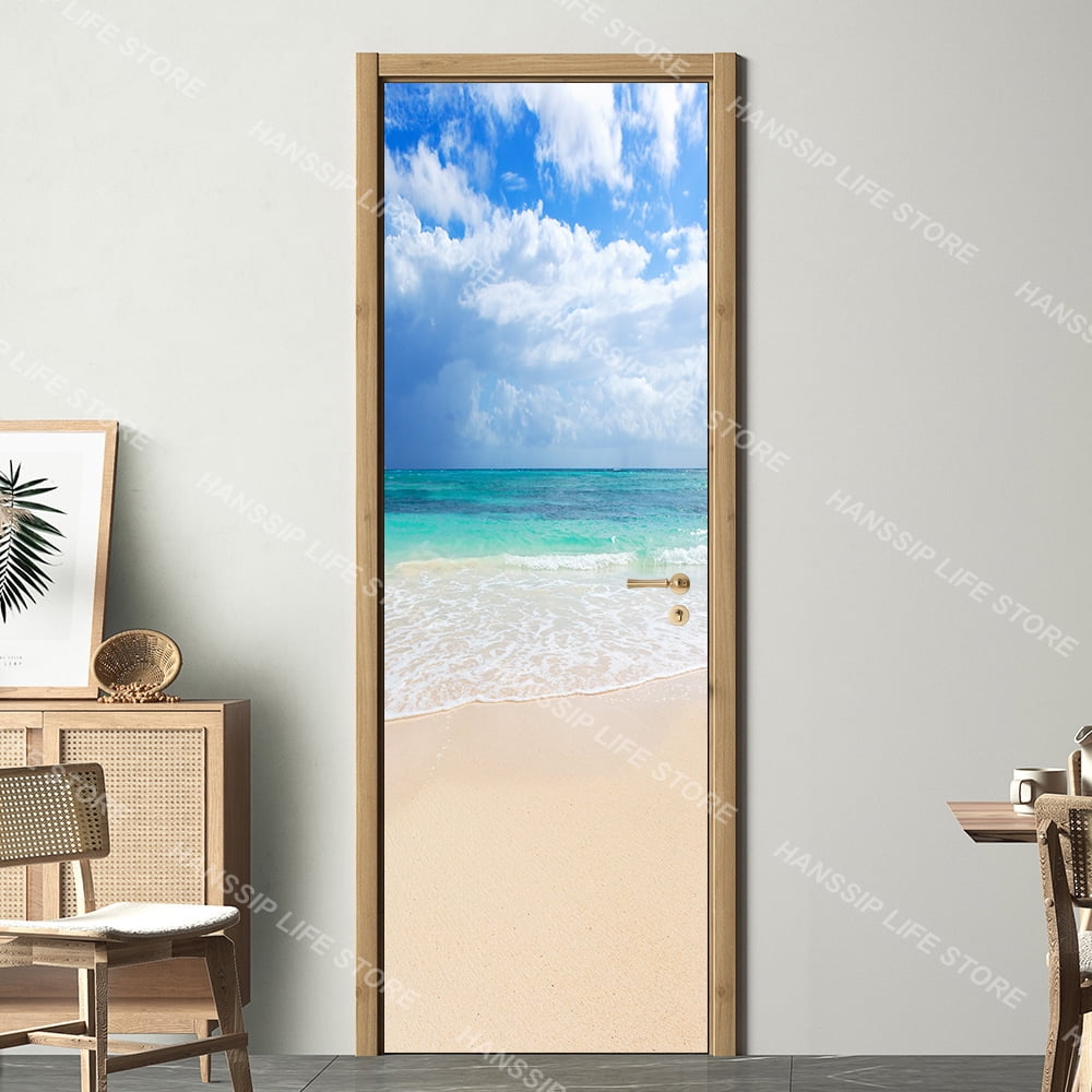 3D Realistic Wooden PVC Door Stickers Self Adhesive Wall Art Wallpaper ...